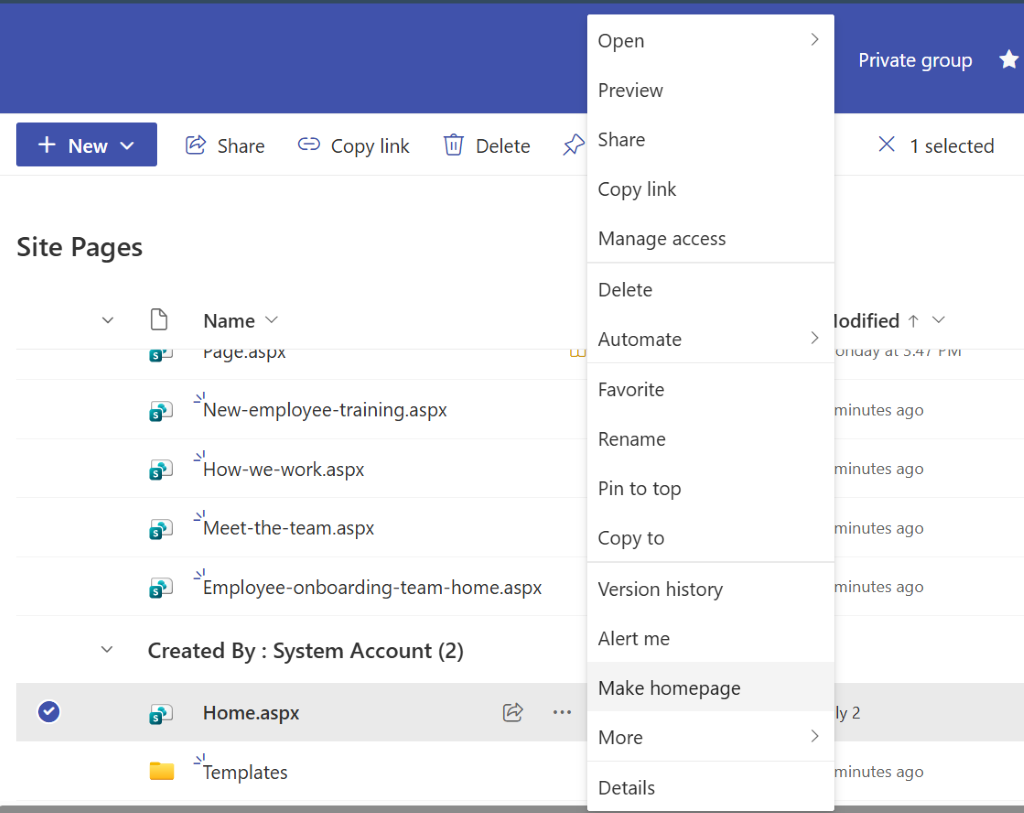 Restore the Previous Site Template - Microsoft Q&A