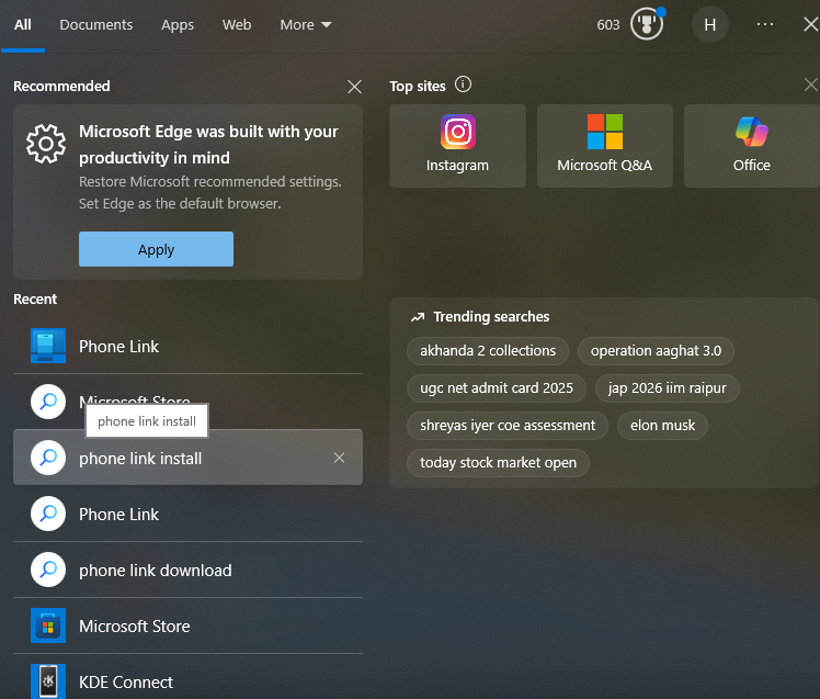 Phone Link app installed but unable to download from mircosoft store ...