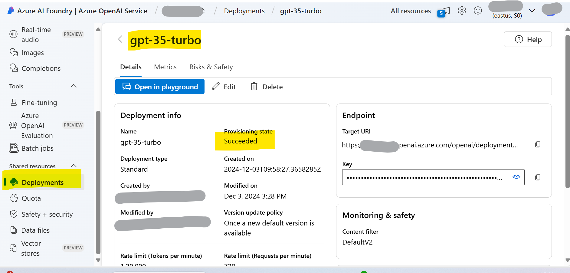 Cannot deploy the model as the resource location doesn't have quota. - Microsoft Q&A