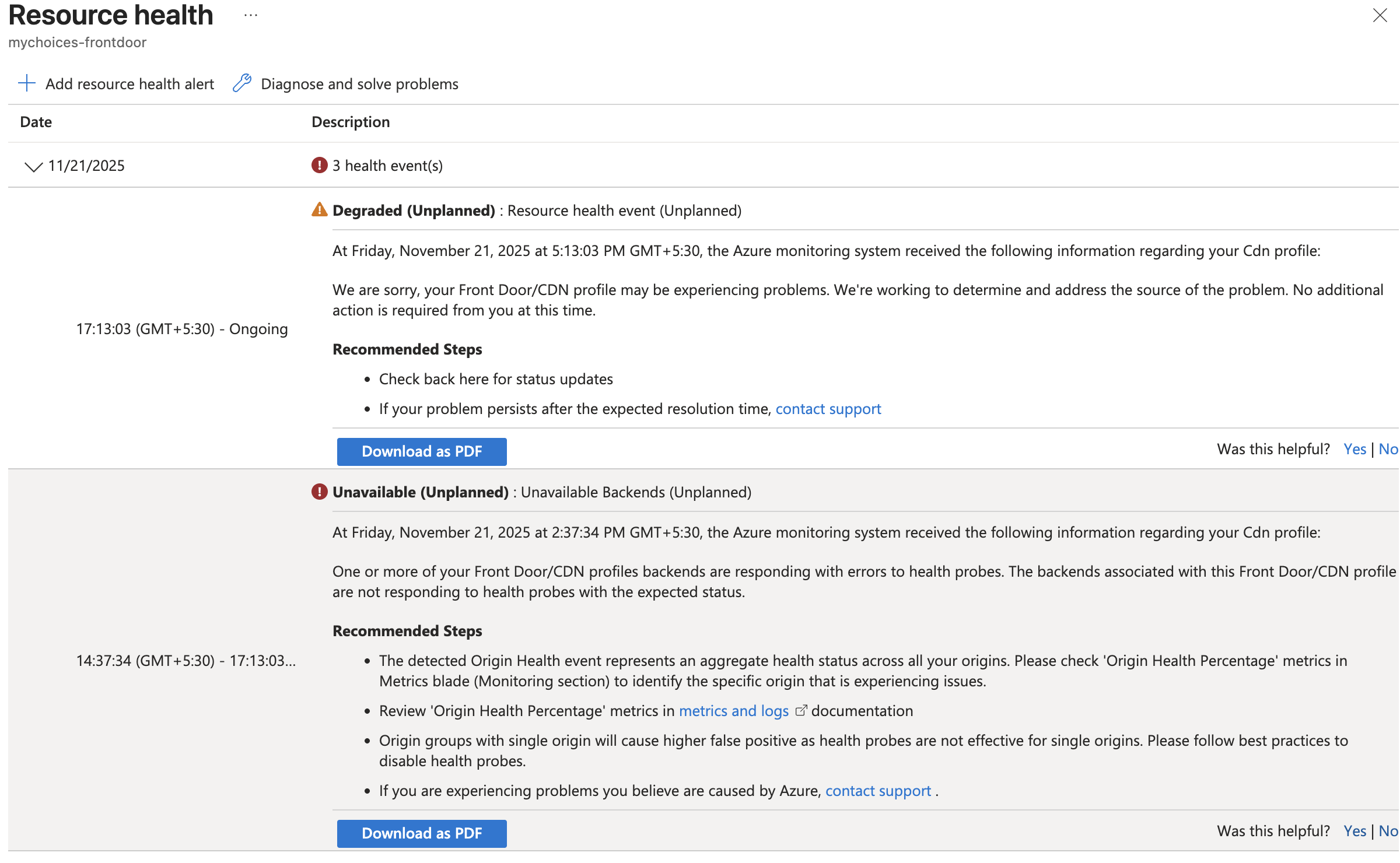 Azure Front Door endpoint is not responding. - Microsoft Q&A