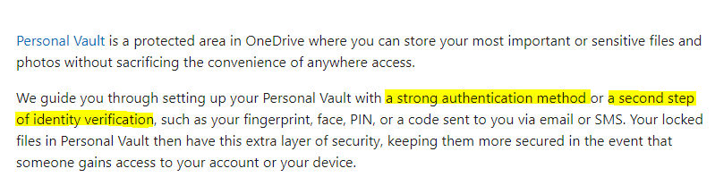 How can I sign into OneDrive Personal Vault with a Password ...