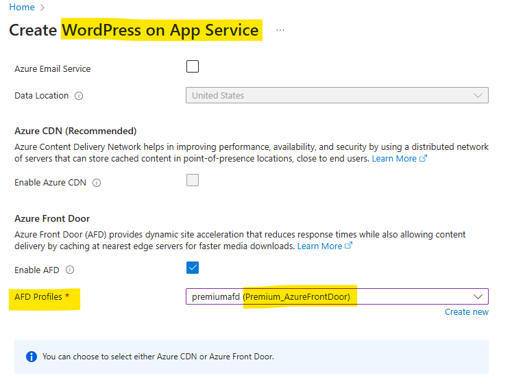 azure wordpress webapp with premium frontdoor - Microsoft Q&A