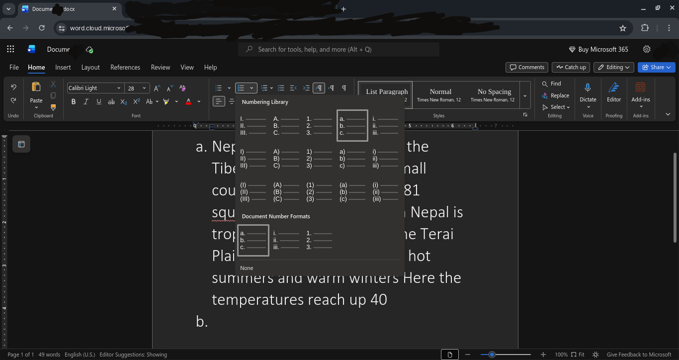 how to use a list without dot(.) in chromebook (Word on the web ...