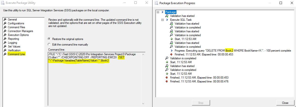 Execute Package Utility Pass variables to package - Microsoft Q&A