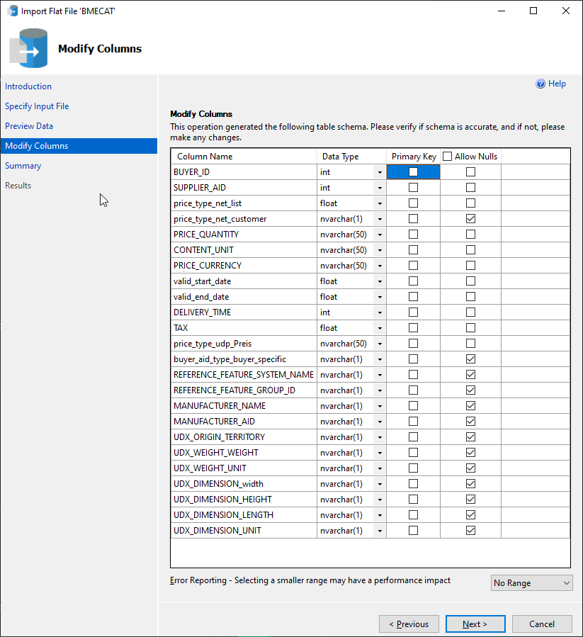Setting Default Columns when I Setting Default Columns when I