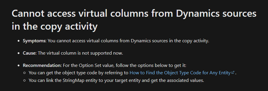 error while trying to add newly added columns in copyydata activity ...