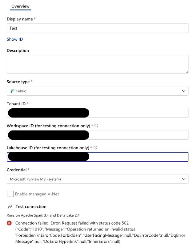 Microsoft Purview - Data Quality check - Fabric connection gives ...