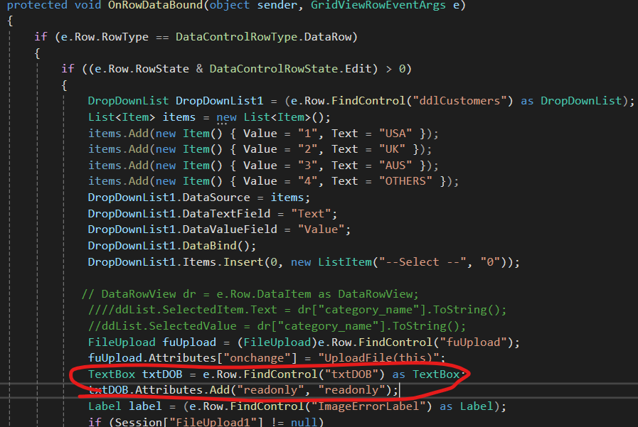 How to make readonly in Gridview textbox calendar controls in Footer ... How to make readonly in Gridview textbox calendar controls in Footer ...