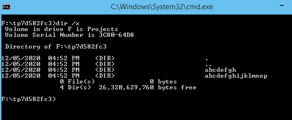 GetShortPathName does not return the 8.3 path when the path contains ...