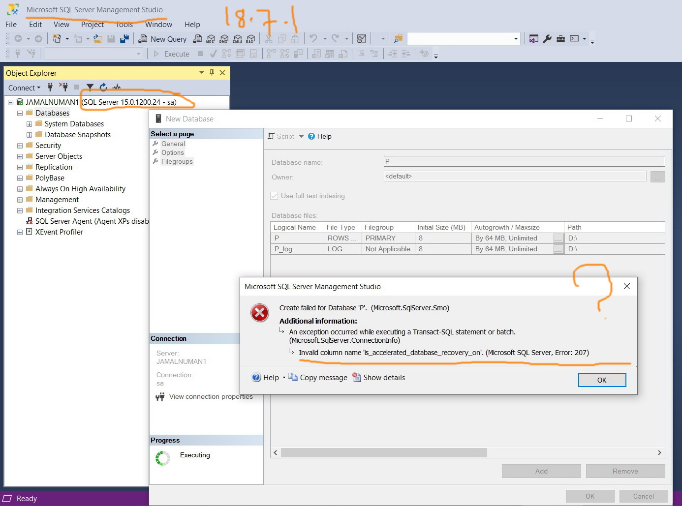 Sql Server 2019 Creating New Database Fails And Ends Up With “invalid