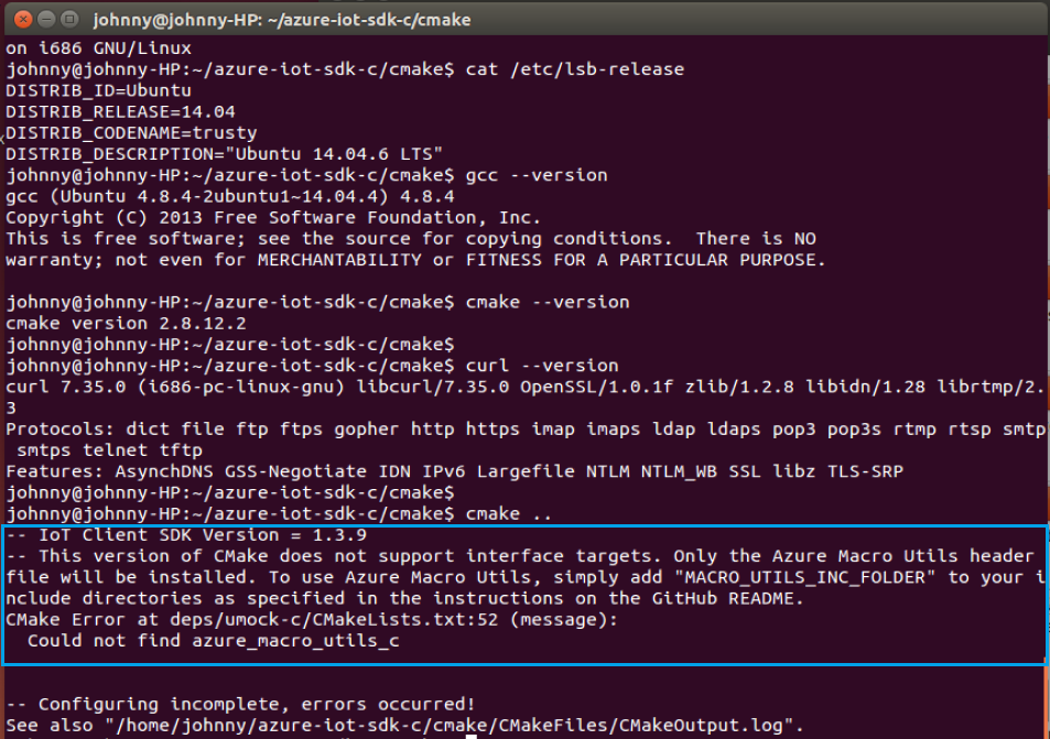 Fail To Build Up Azure Iot Sdk C With Linux Ubuntu 1404 Environment Microsoft Qanda