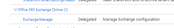 Error AADSTS650053: The application 'XXXX' asked for scope 'Exchange.Manage' that doesn't exist ...