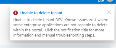 I can't delete Azure Active Directory tenant - Microsoft Q&A