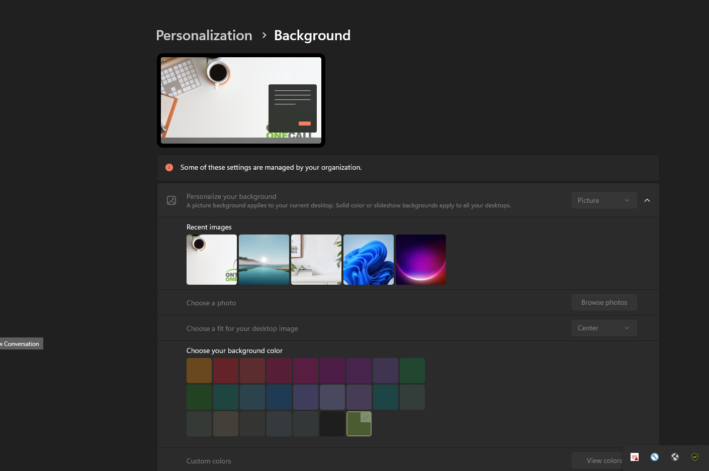 Lost Background accessability under Personalization setting ...