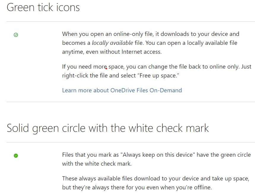 difference between OneDrive green icons - Microsoft Q&A