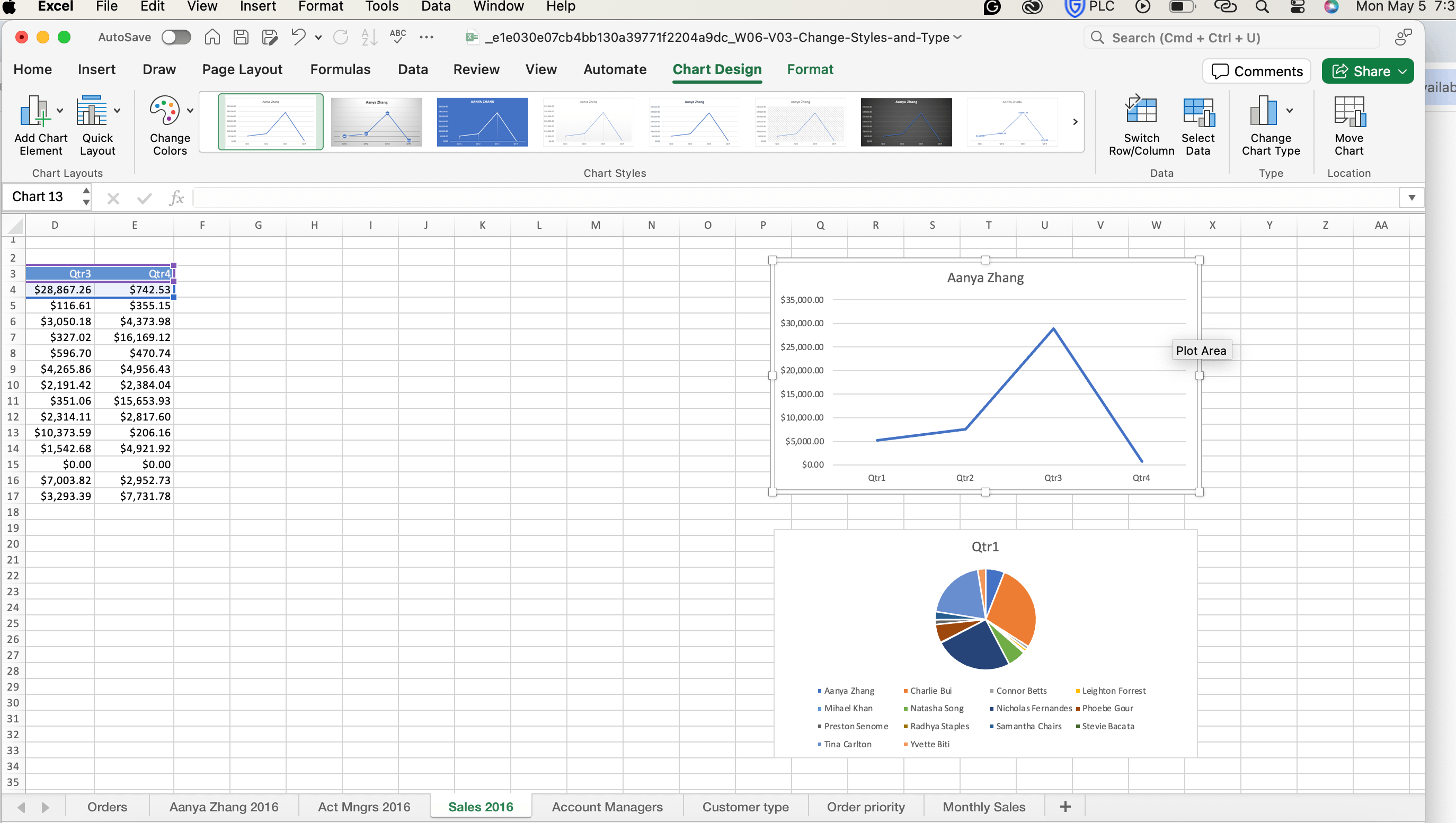Where is the (+) chart elements feature when making changes to charts ...