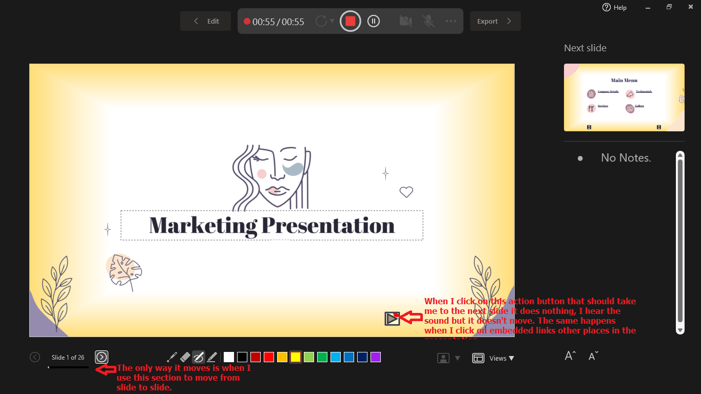 Unable to Click Buttons and Links while Recording Powerpoint ...