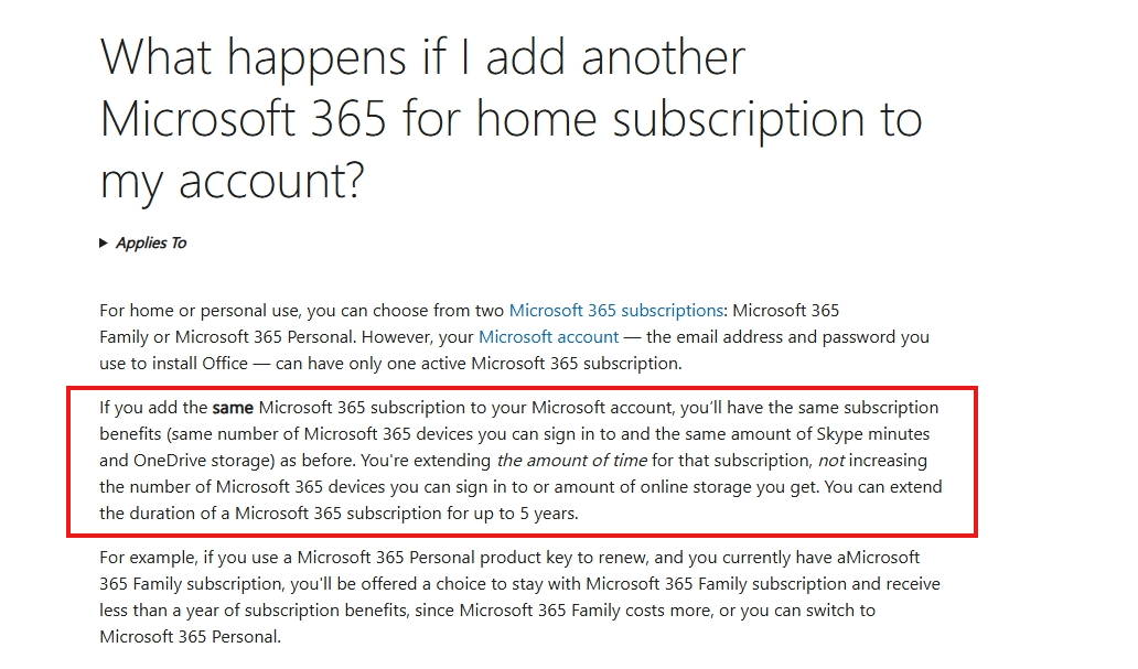 Can my 1-year free Microsoft 365 extend my existing 365 subscription ...