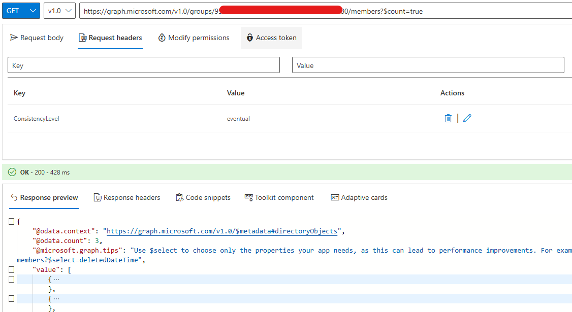 Graph Explorer does not provide $count - Microsoft Q&A