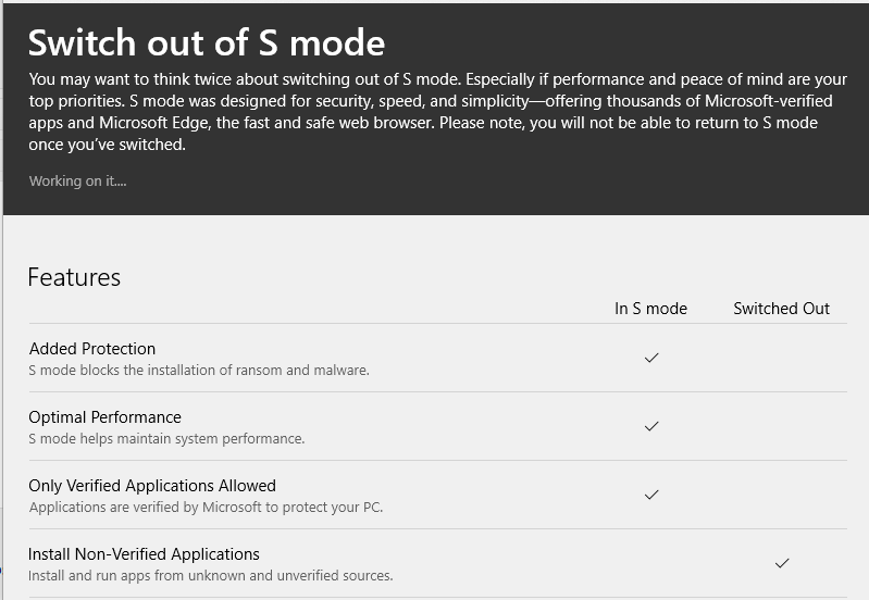 How do you get out of S Mode without having to do a factory reset ...