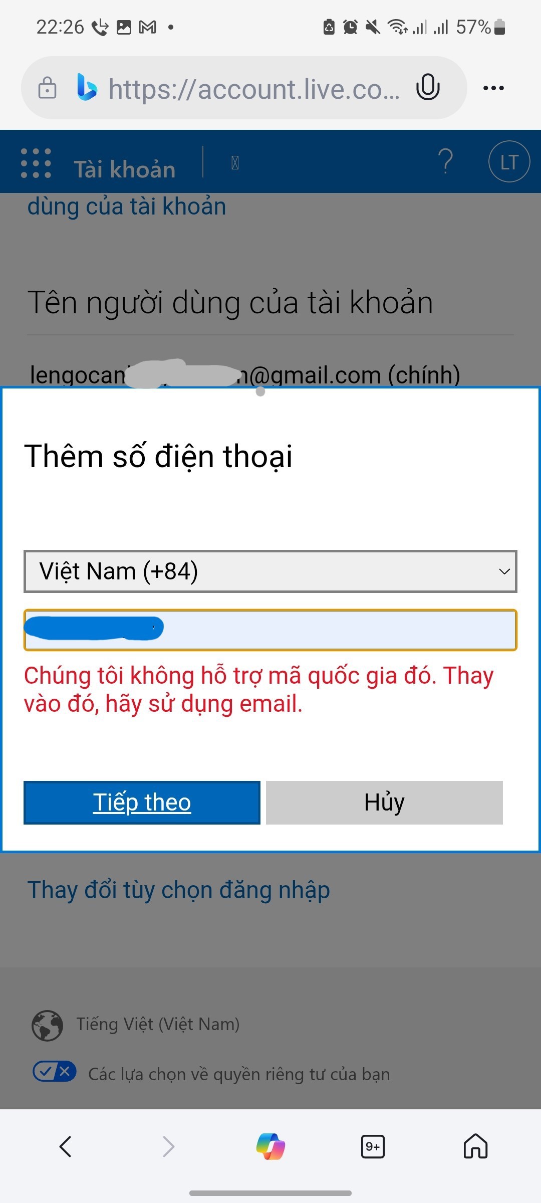 Microsoft Bing không hỗ trợ mã điện thoại ở Việt Nam sao? - Microsoft Q&A