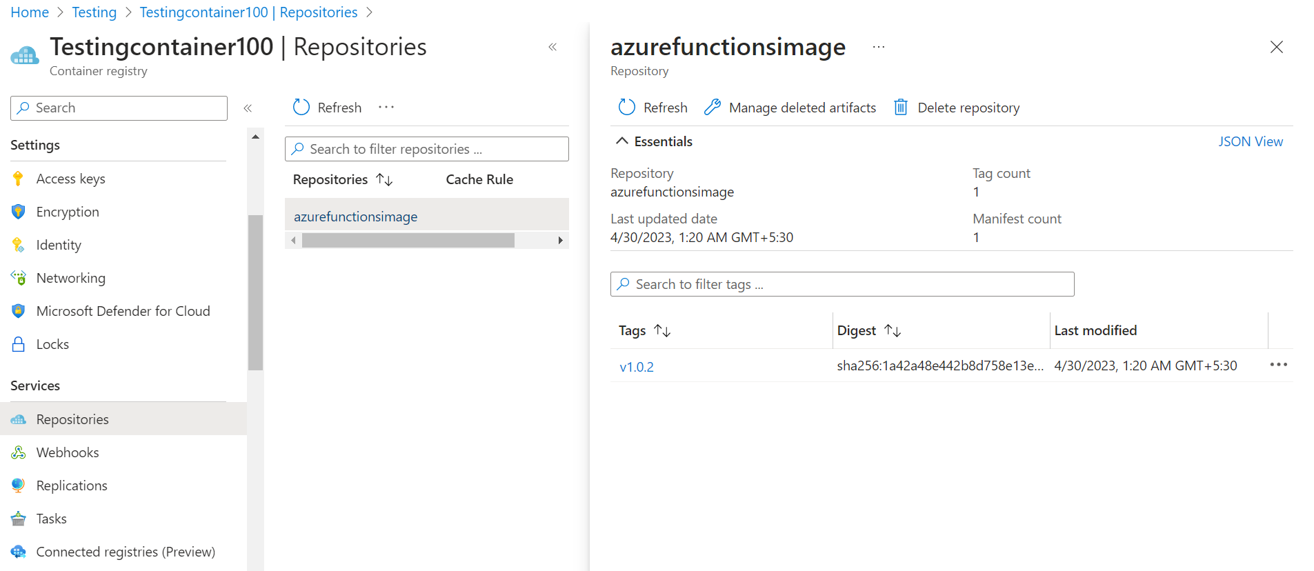 ACR Images are not listing while creating Azure function as Docker. - Microsoft Q&A