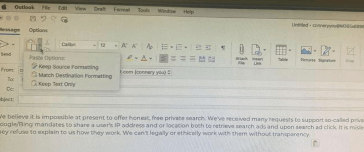 Outlook Shortcut Paste with Keep Text Only - Microsoft Q&A