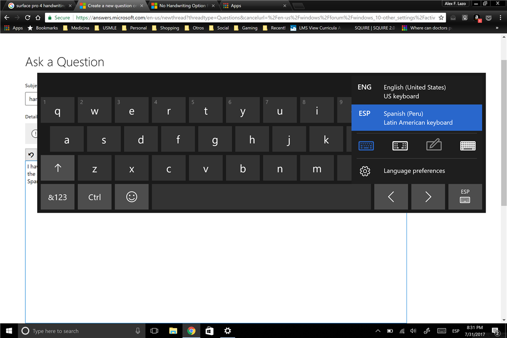 handwriting recognition in spanish - Microsoft Q&A