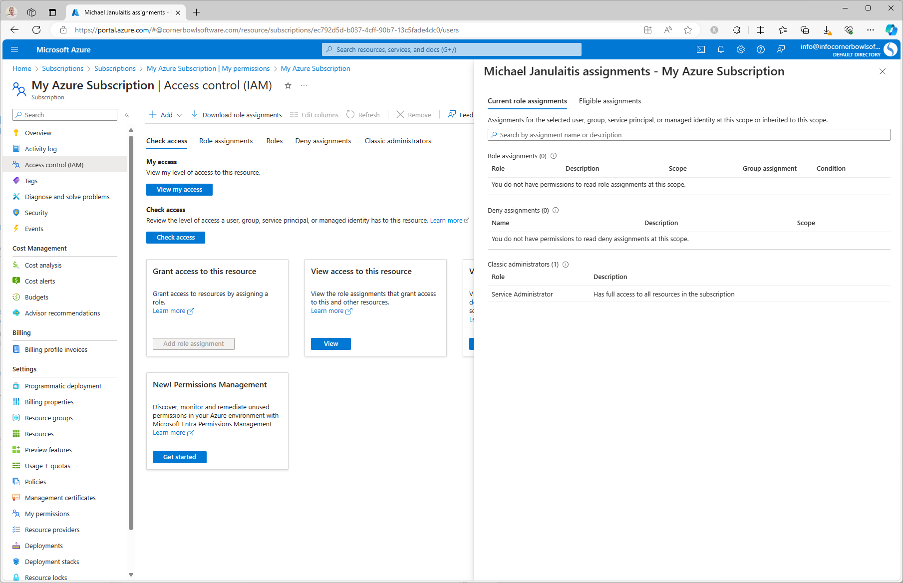 You don't have permission to create a support request To get permission, ask your subscription ...