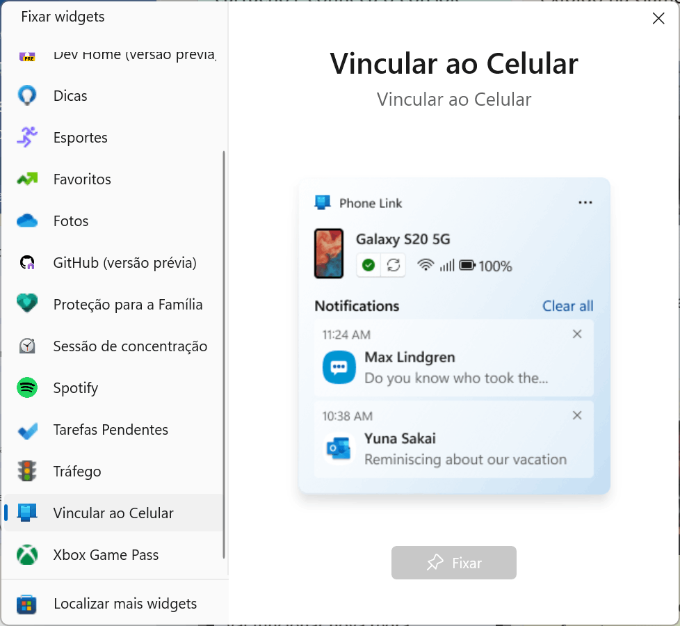On Windows 11 Phone Link widget pin button is greyed out - Microsoft Q&A