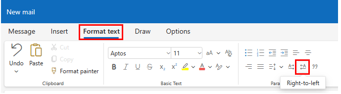 Default text direction in the new outlook - Microsoft Q&A