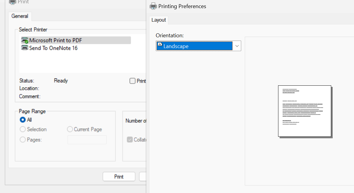 How can we set the settings for printing in the new print preview of ...