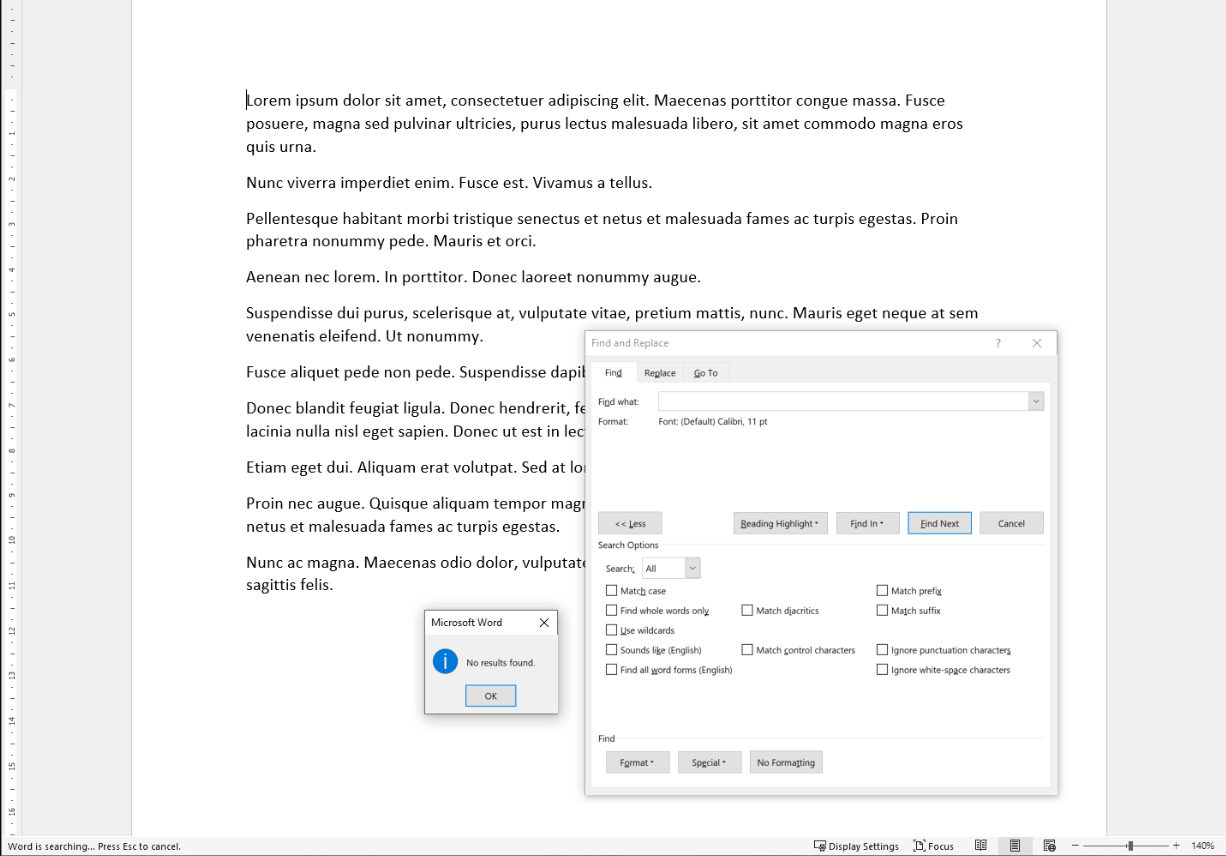 Word Find Format Font not working - Microsoft Q&A
