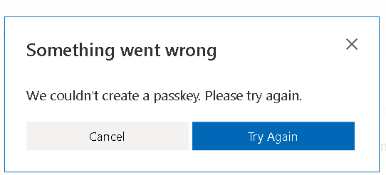 Can't add physical fido2 passkey/security key to my microsoft account ...