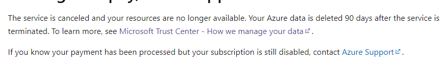 Subscription disabled - Microsoft Q&A