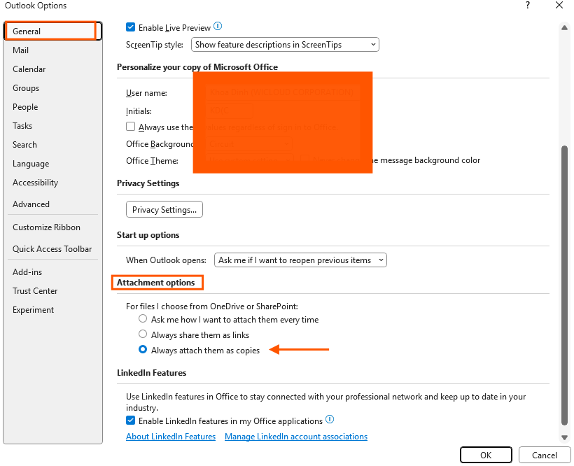 How can I set my outlook to attach as a copy and not a hyperlink ...