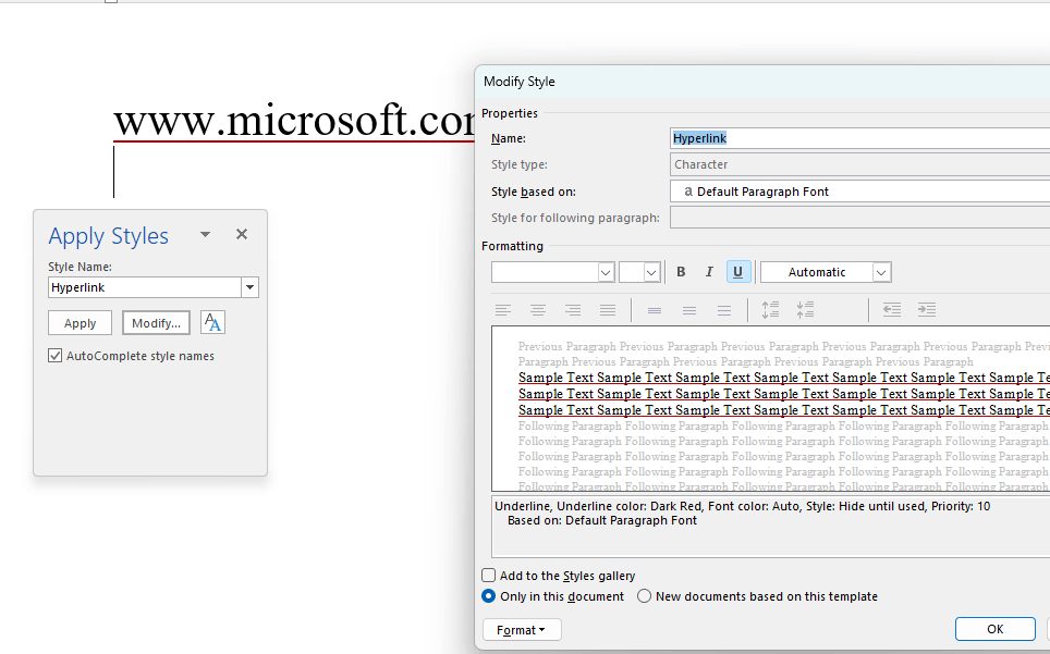 Changing hyperlink underline color? - Microsoft Q&A