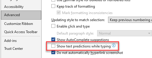 How do I turn off predictive text in Microsoft word? - Microsoft Q&A