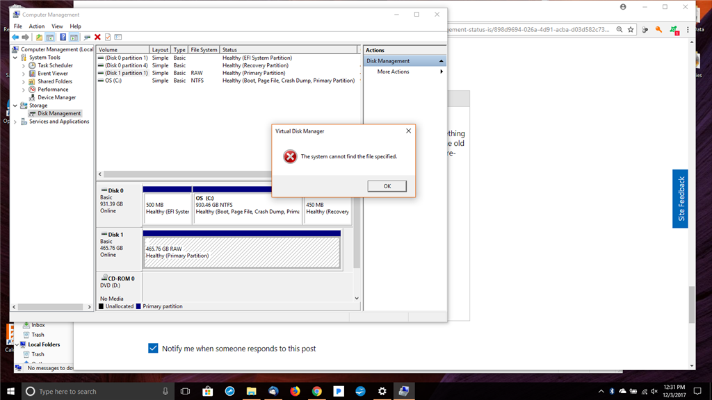 USB disk recognized in Disk Management, status is "Online," but does not show in Explorer; no ...