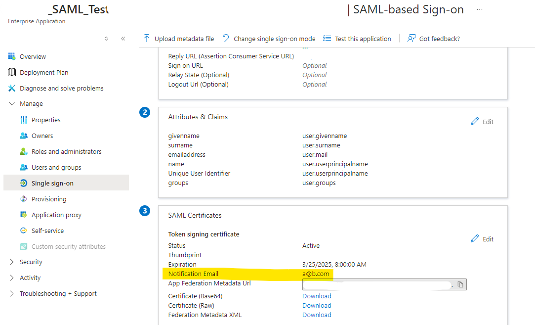 Getting of Notification Email using Powershell Script from Azure SAML Applications - Microsoft Q&A