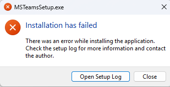 Teams Installation failed with error file - Microsoft Q&A