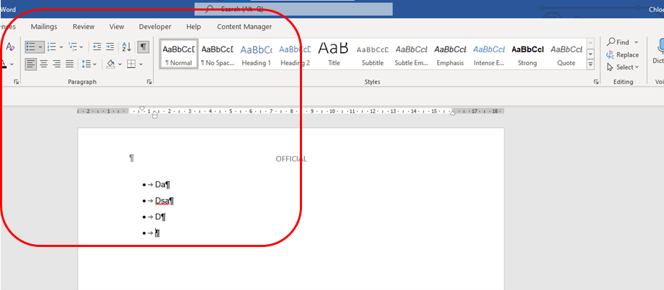 Word bullets change symbol but don't indent on even numbered pages ...