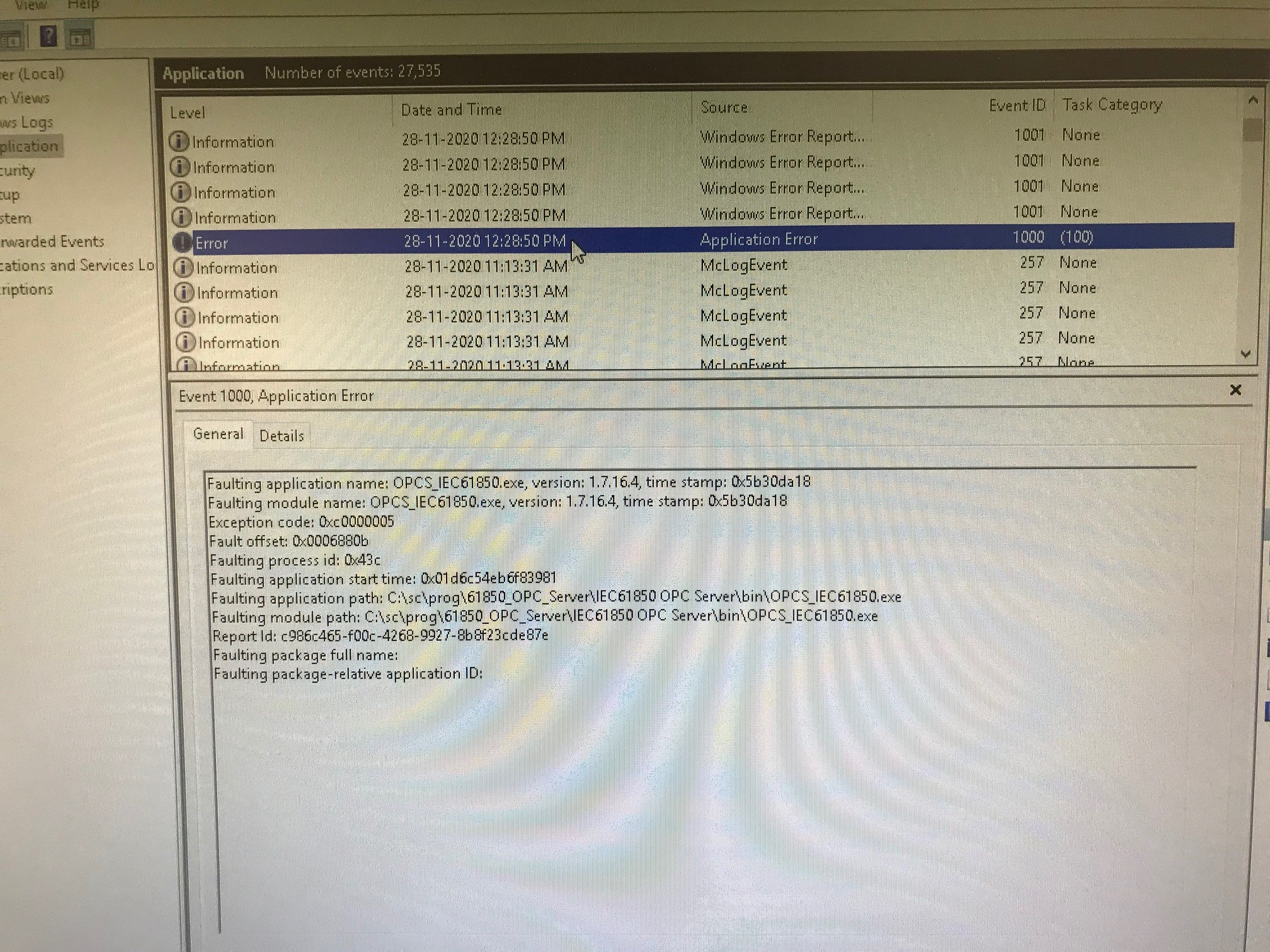 Even ID - 1000 in Windows 2016 Server - Process Application .exe keeps crashing - Microsoft Q&A
