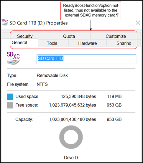 Surface Go 2, ReadyBoost Function/Option is not being displayed, (OS ...