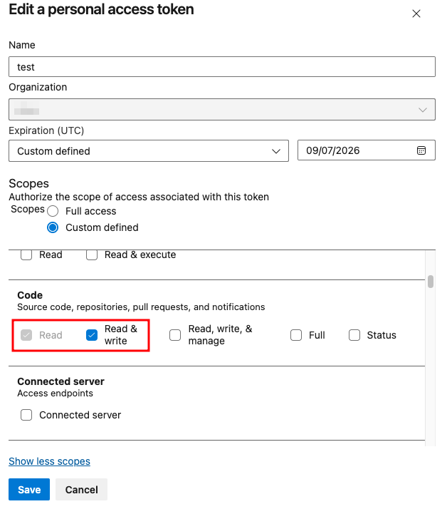 Get scope for current PAT token - Microsoft Q&A