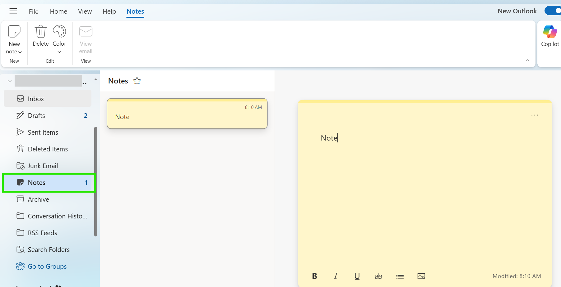 Notes in new outlook - online archive - Microsoft Q&A