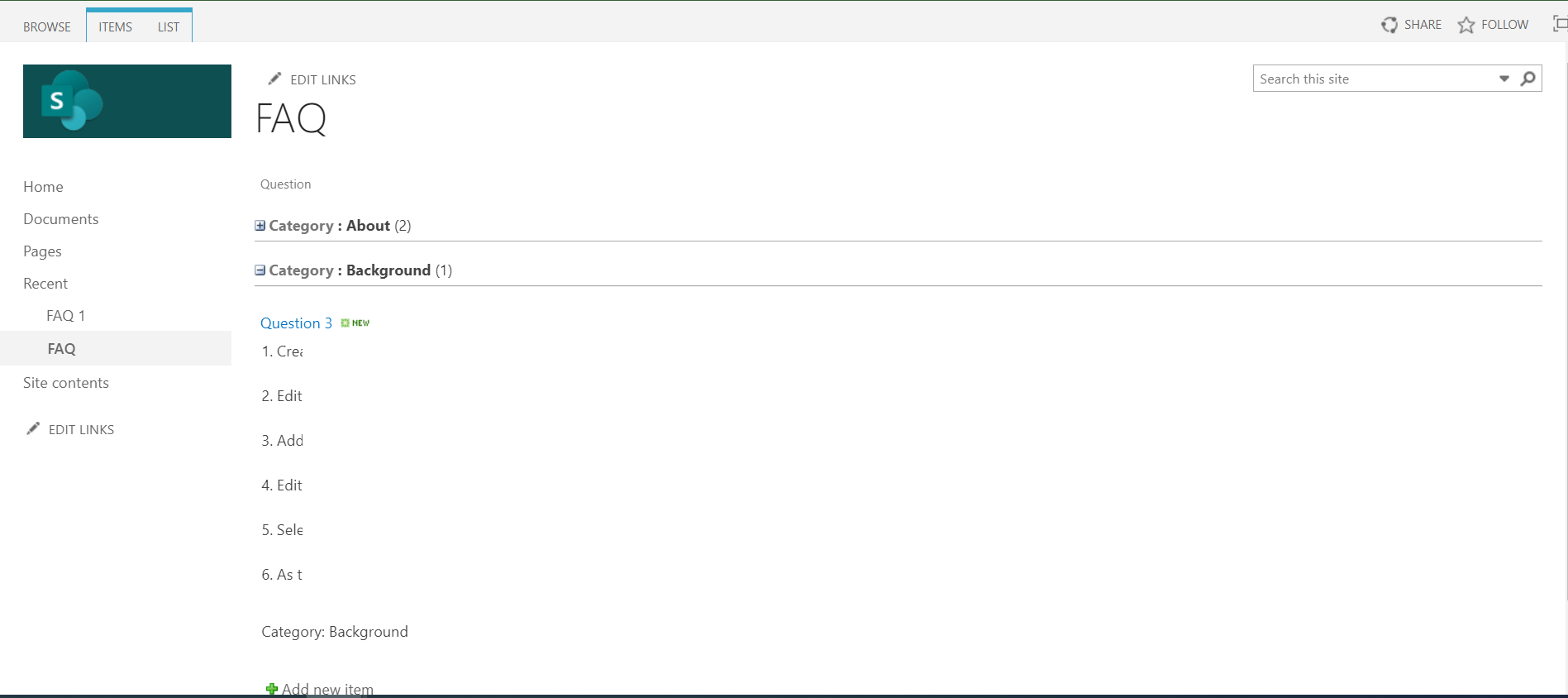 SPO FAQ Web Part - Microsoft Q&A