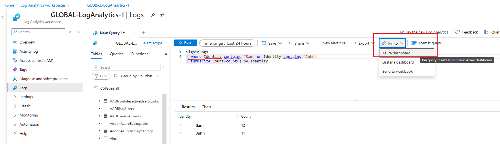 Azure Workbooks KQL queries filters doesn't work fully when pinned to Azure Dashboards ...