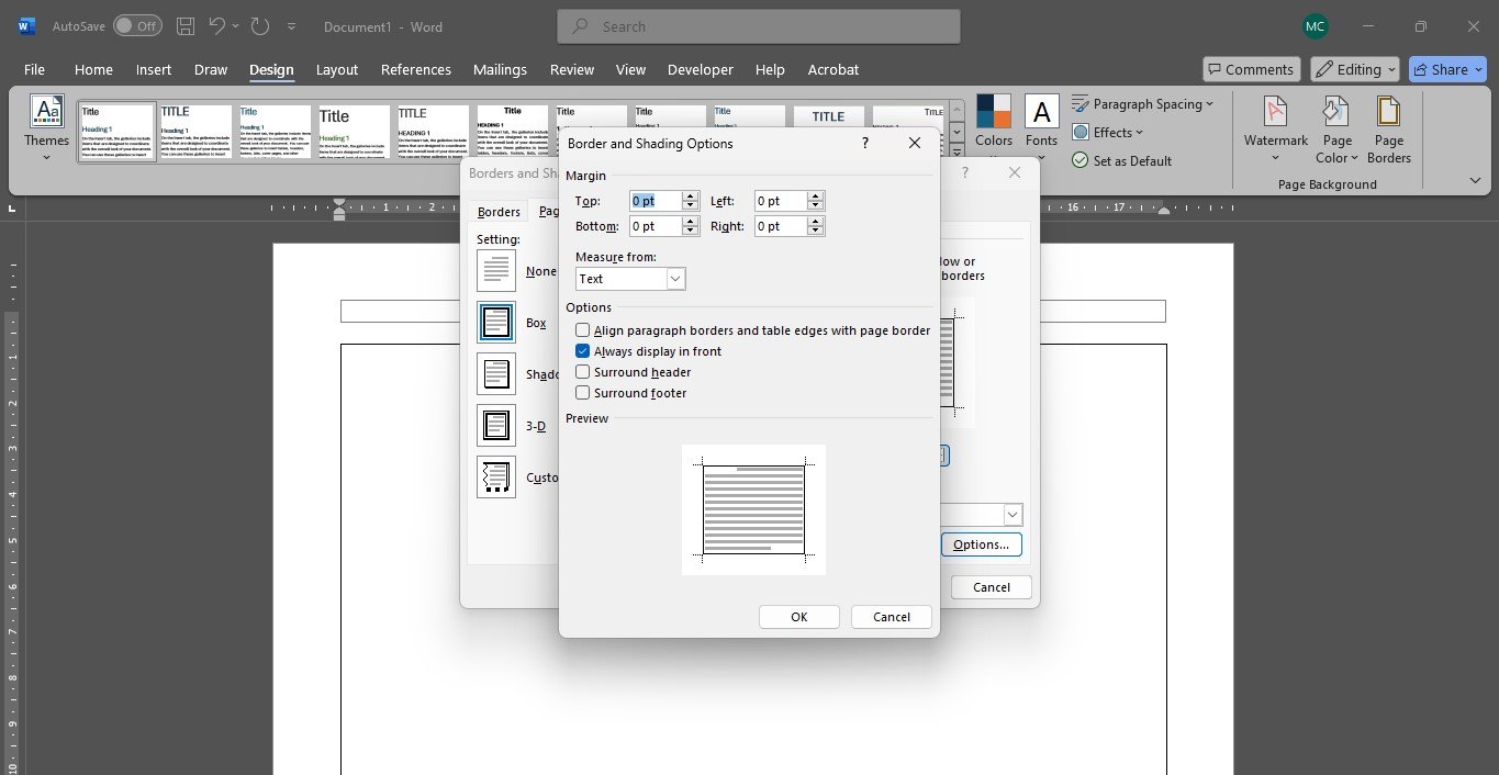 Page border in MS Word, the table borders are not visible - Microsoft Q&A