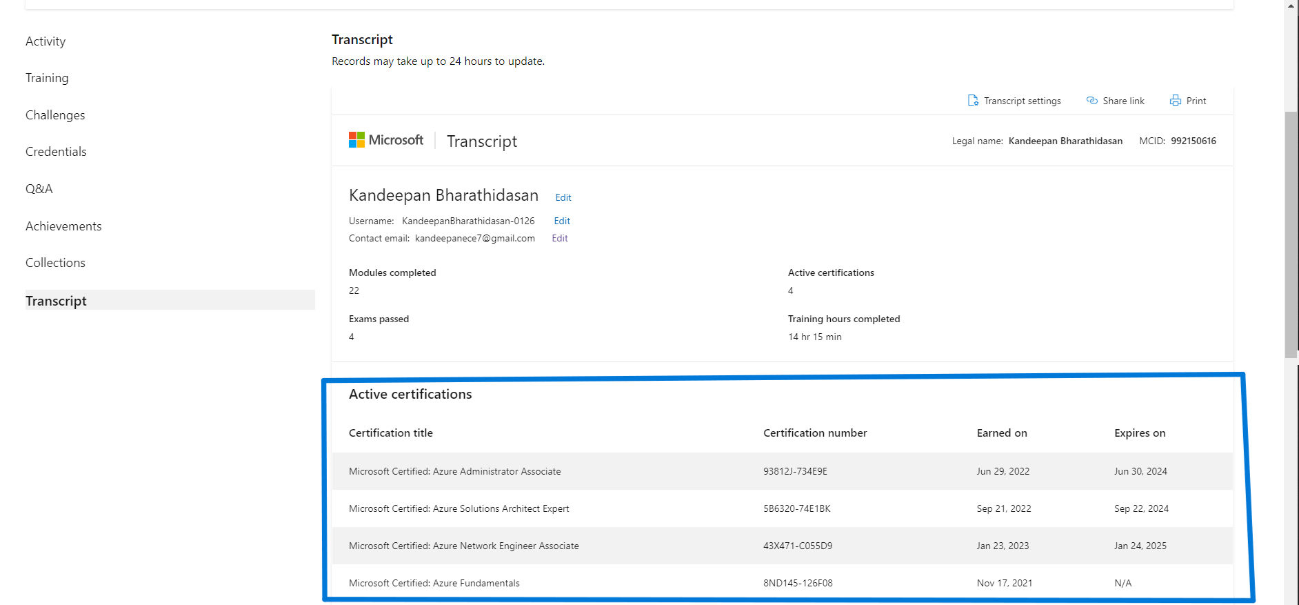 My Certifications Are Not Visible In My Profile Microsoft Qanda 